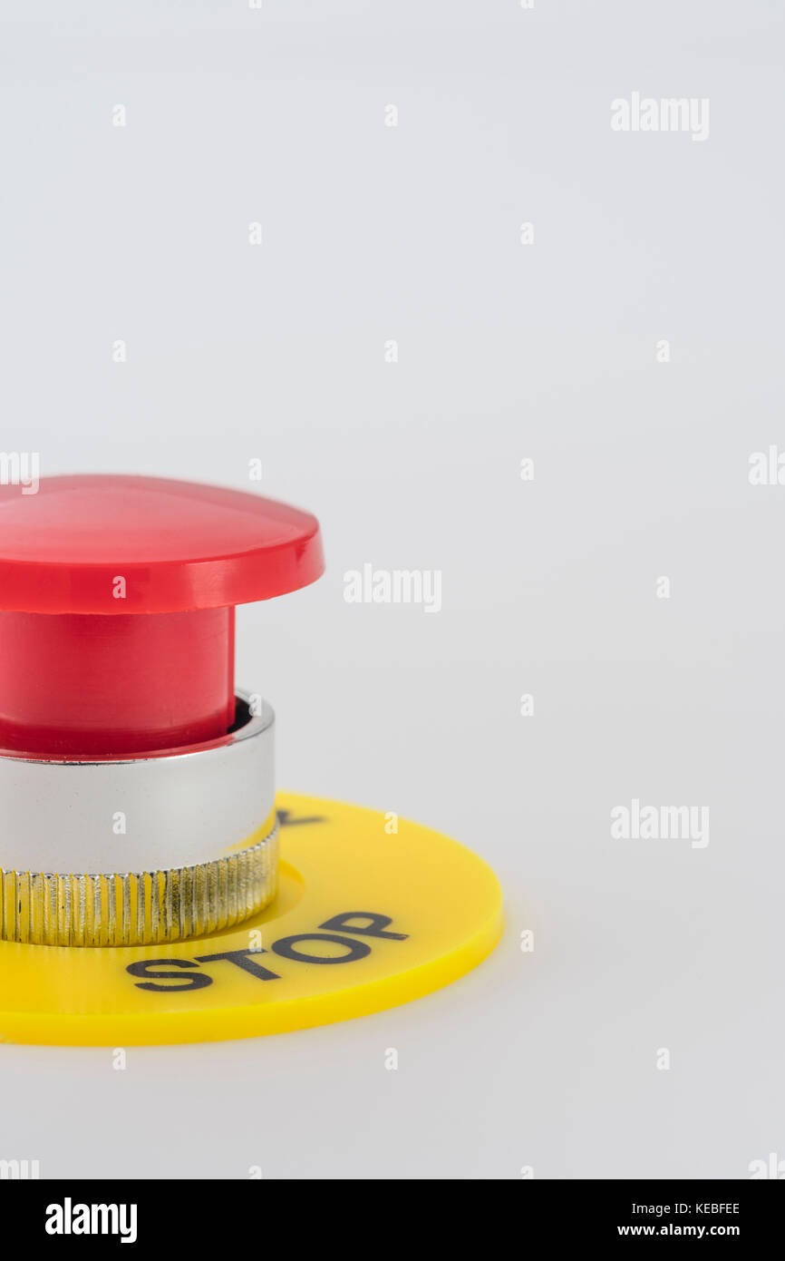 Big red button on light background - metaphor for Finger on the Button ...