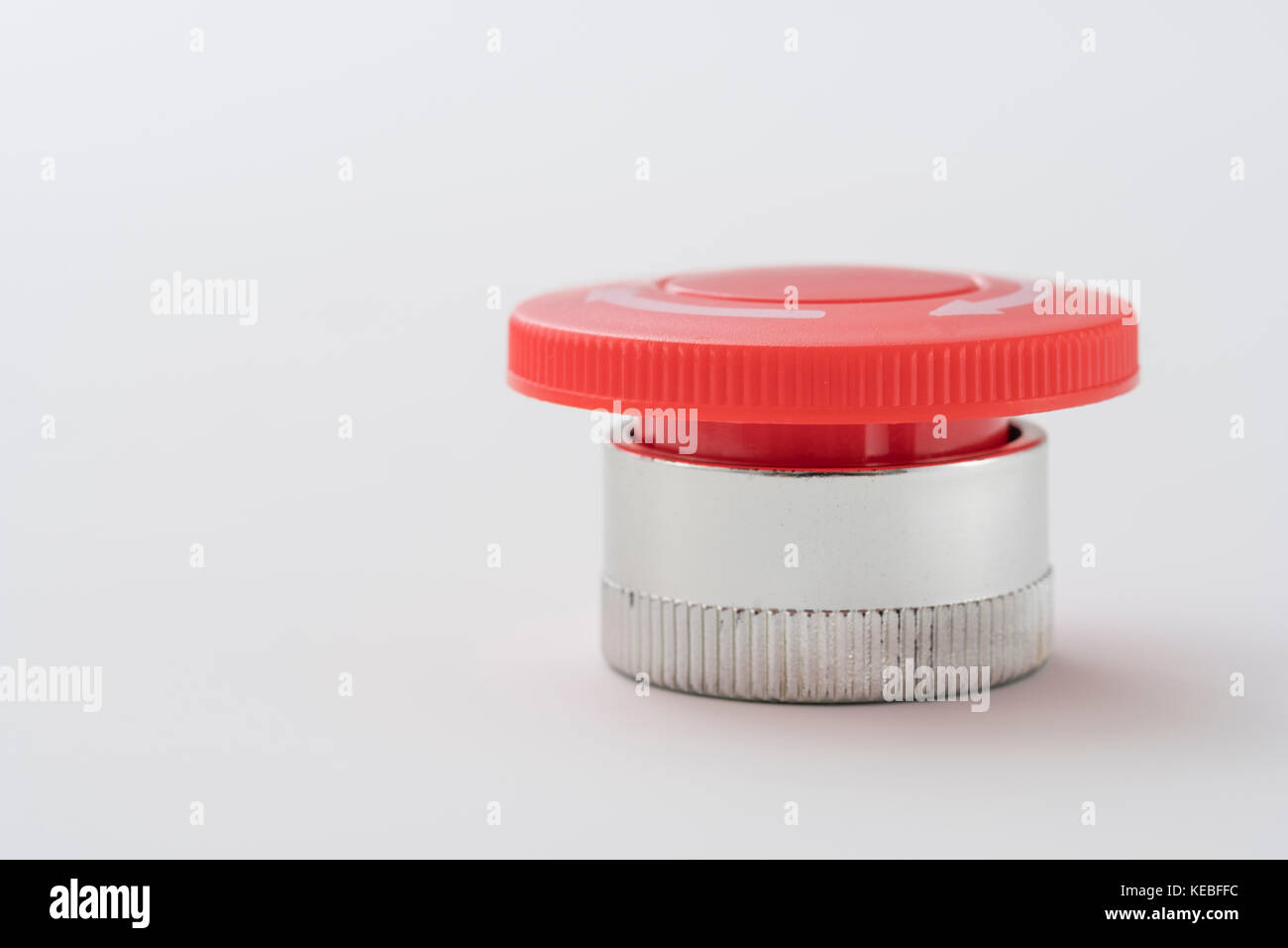 Big red button on light background - metaphor for Finger on the Button ...