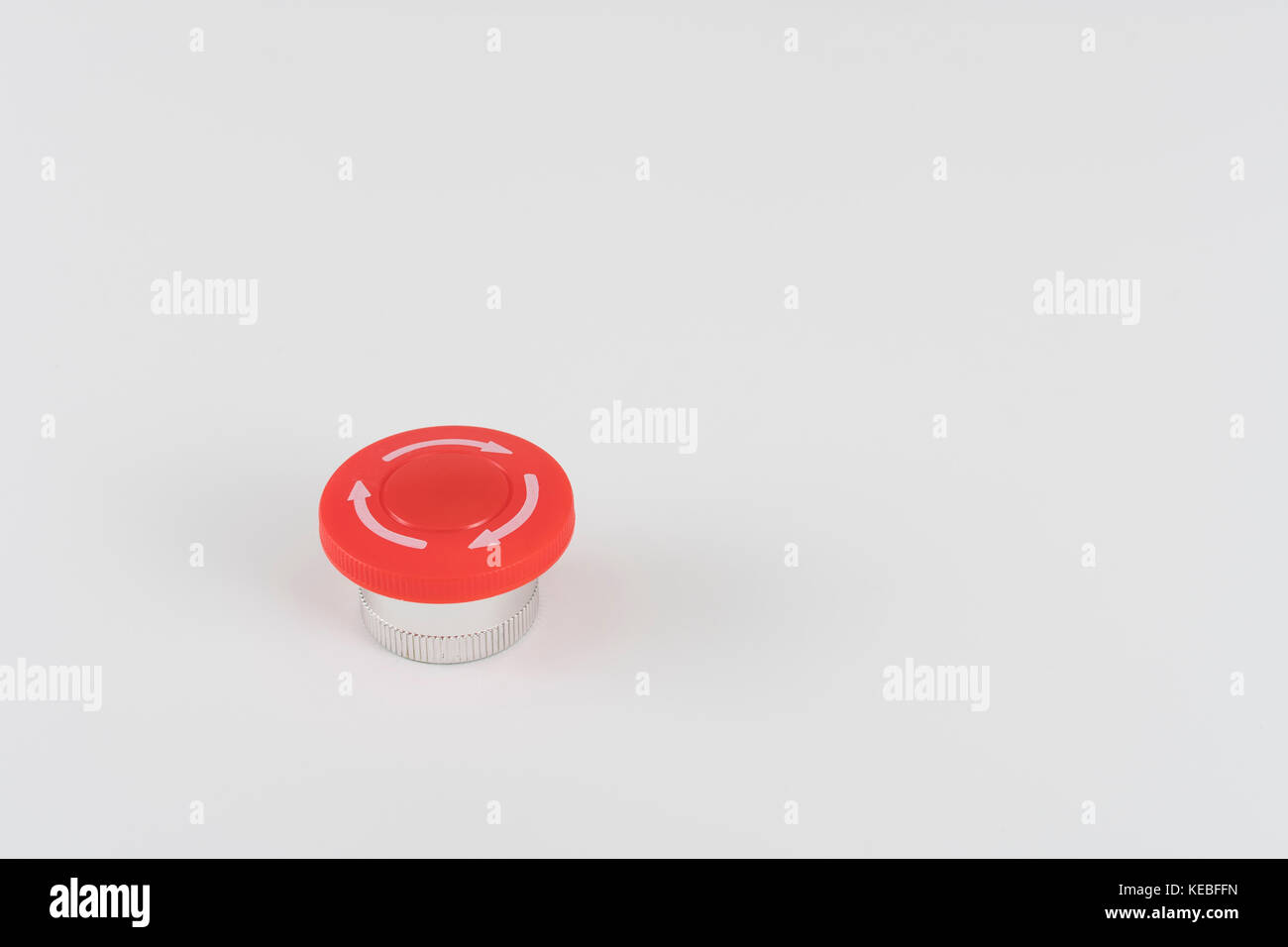 Big red button on light background - metaphor for 'Finger on the Button ...