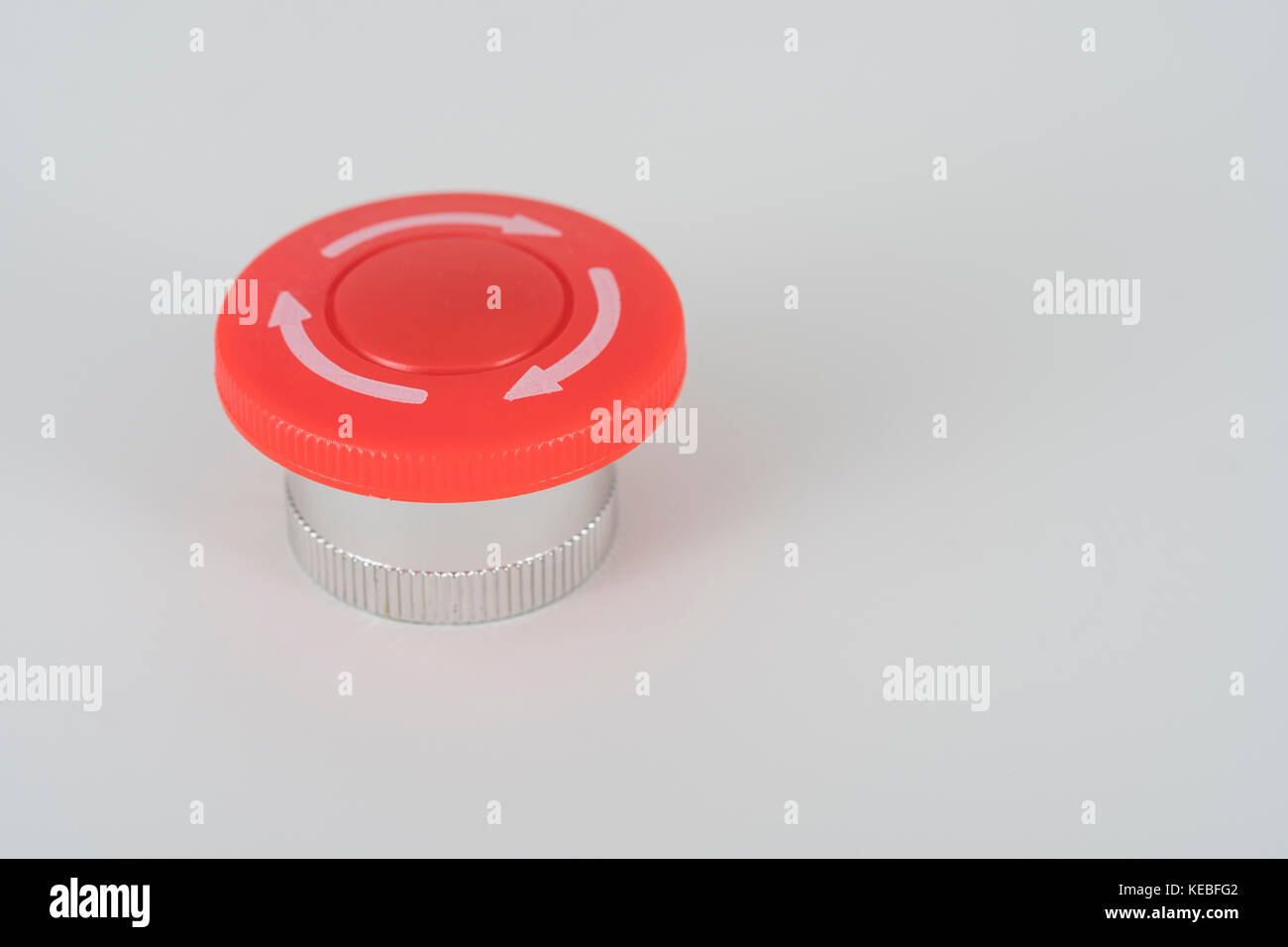 Big red button on light background - metaphor for Finger on the Button ...