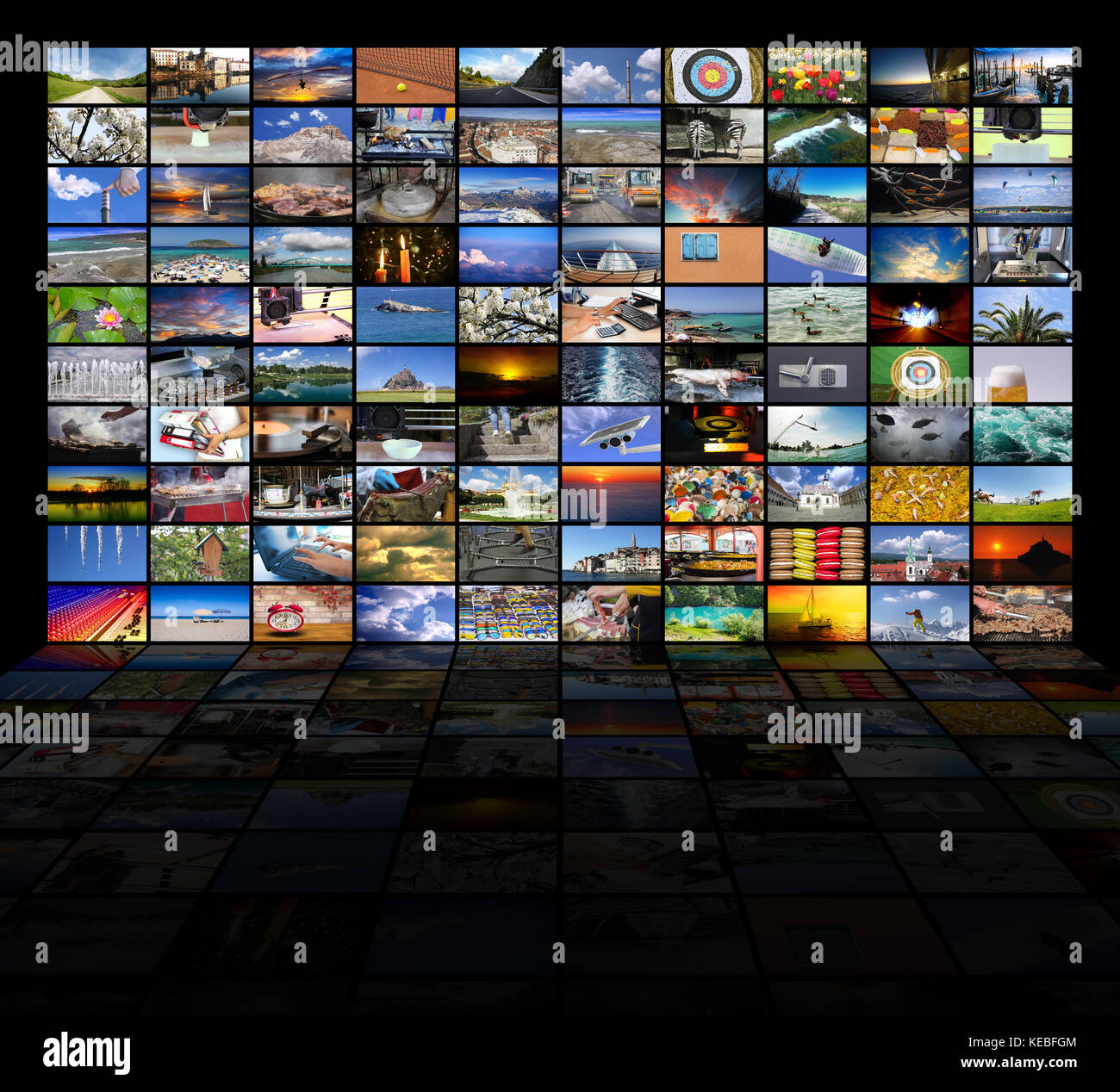 Big multimedia video and image wall of the TV screen Stock Photo - Alamy
