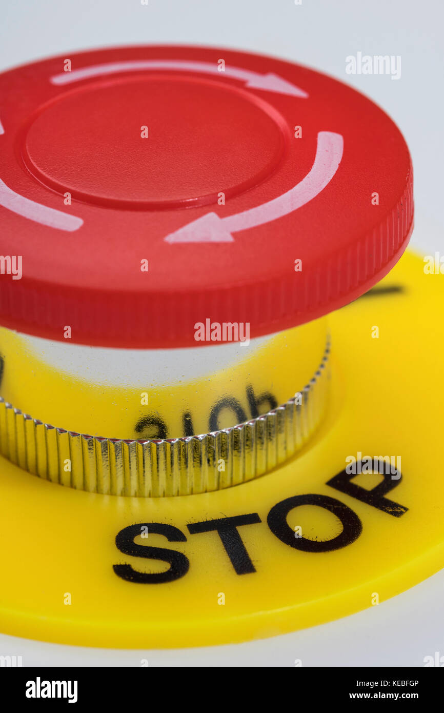 Big red button on light background - metaphor for 'Finger on the Button ...