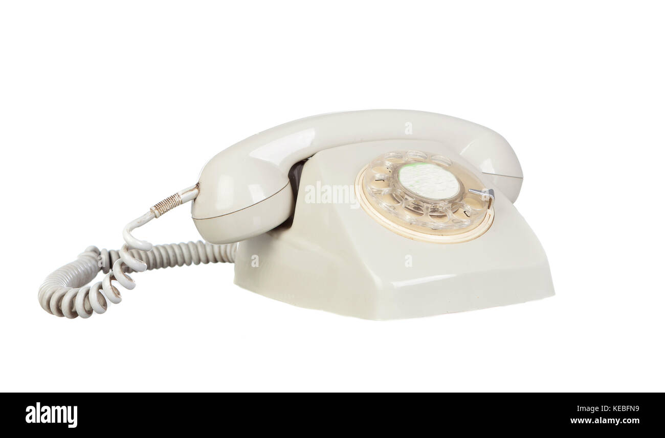 Grey vitntage telephone isolated on white background Stock Photo - Alamy