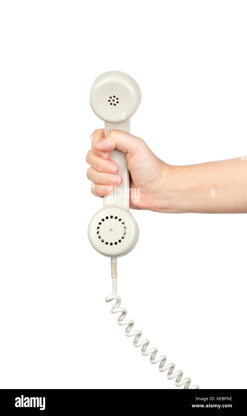Grey vitntage telephone isolated on white background Stock Photo - Alamy