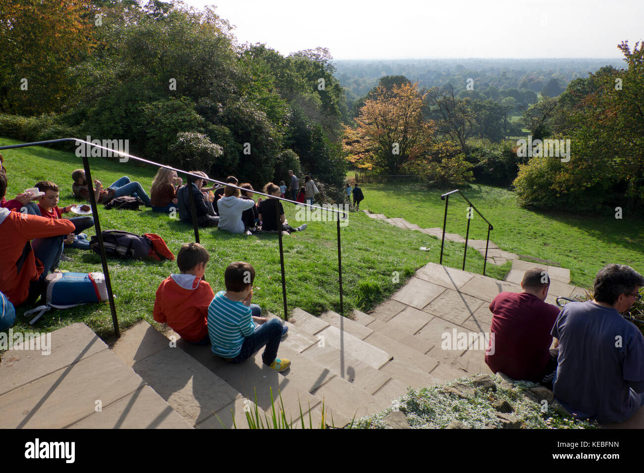 Tourist in the cafe at Pembroke Lodge in Richmond Park, London,UK Stock ...