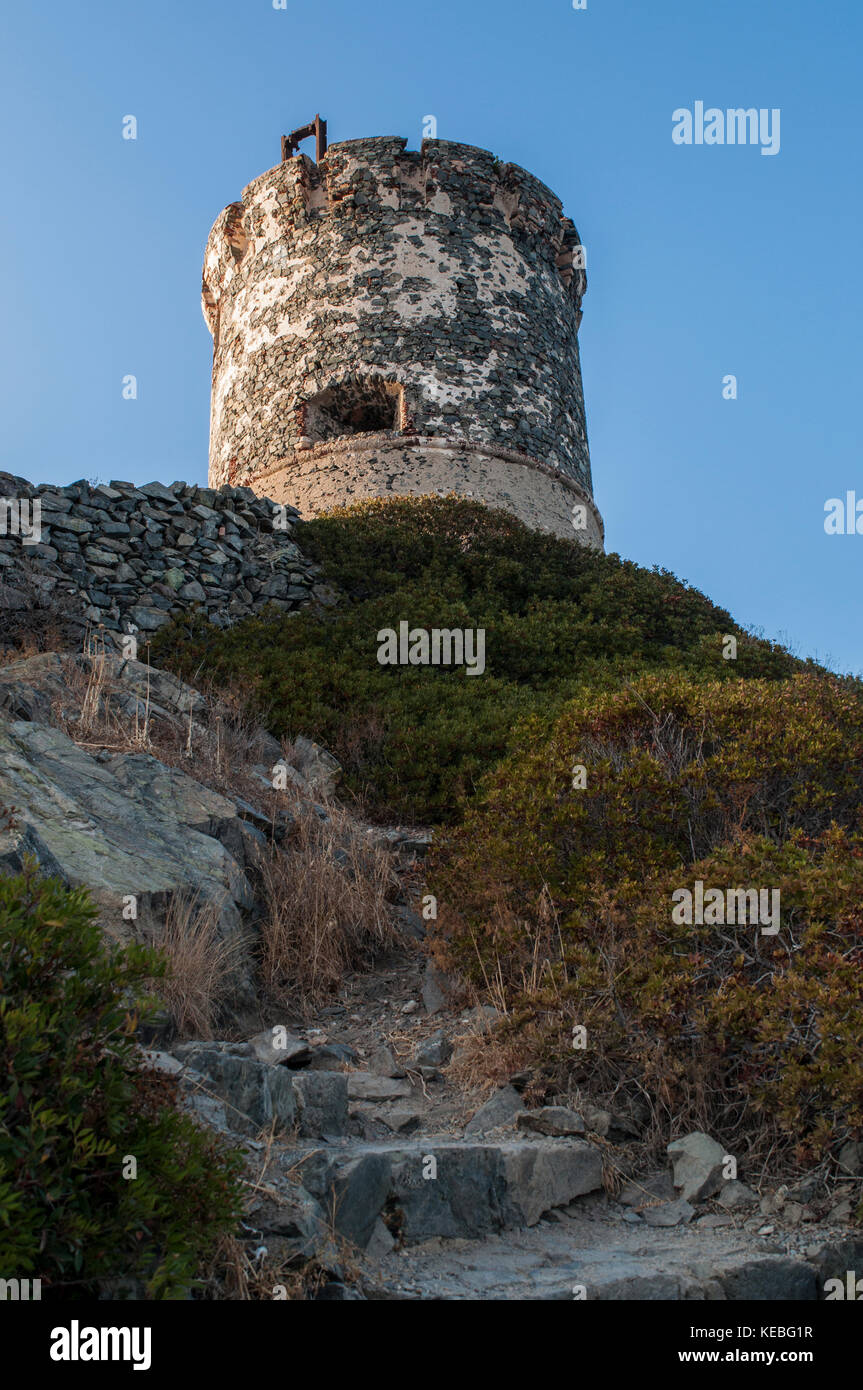 Corsica: sunset on La Parata Tower, a ruined Genoese tower built in ...