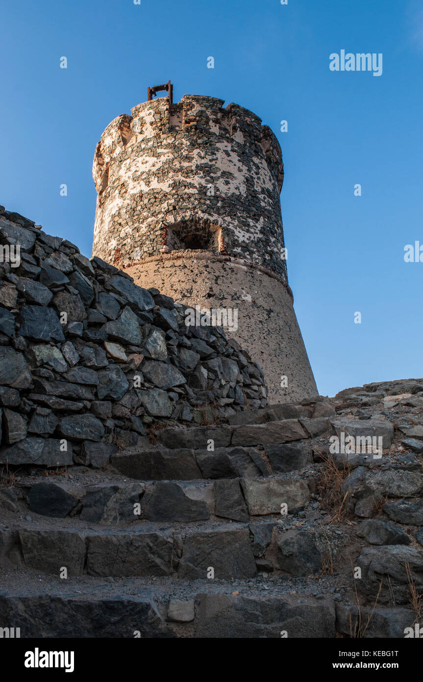Corsica: sunset on La Parata Tower, a ruined Genoese tower built in ...