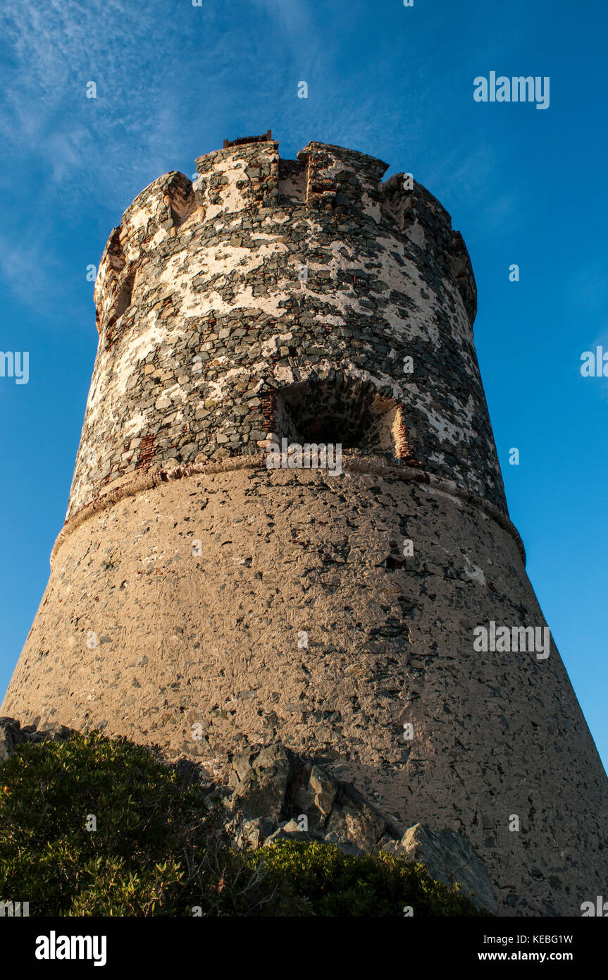 Corsica: sunset on La Parata Tower, a ruined Genoese tower built in ...