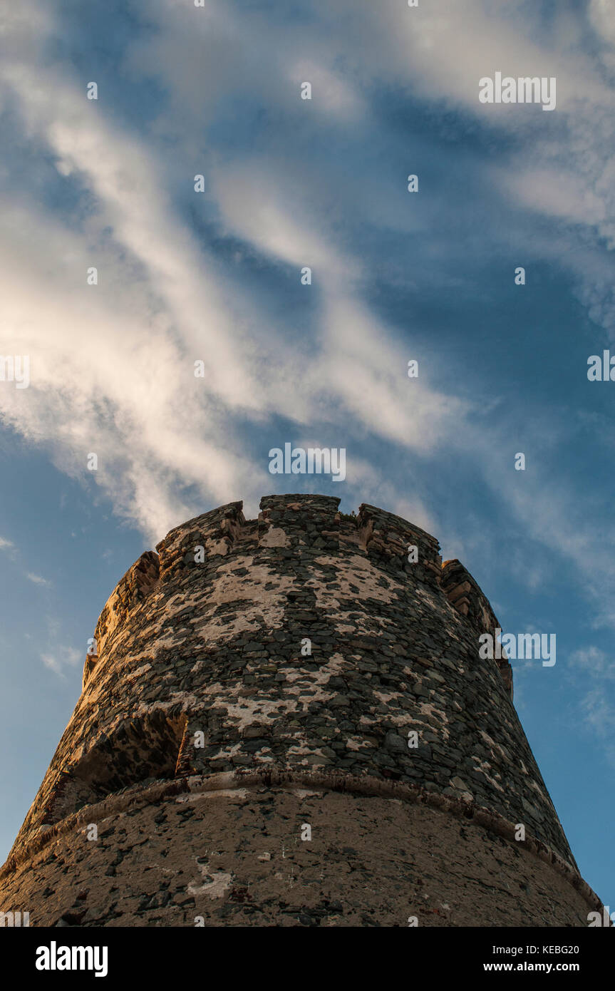Corsica: sunset on La Parata Tower, a ruined Genoese tower built in ...