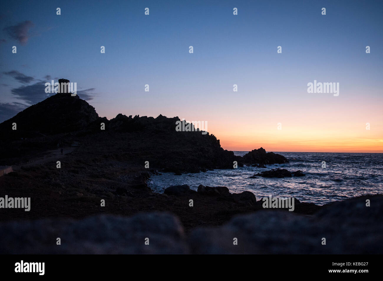 Corsica: sunset on La Parata Tower, ruined Genoese tower built in 1608 ...