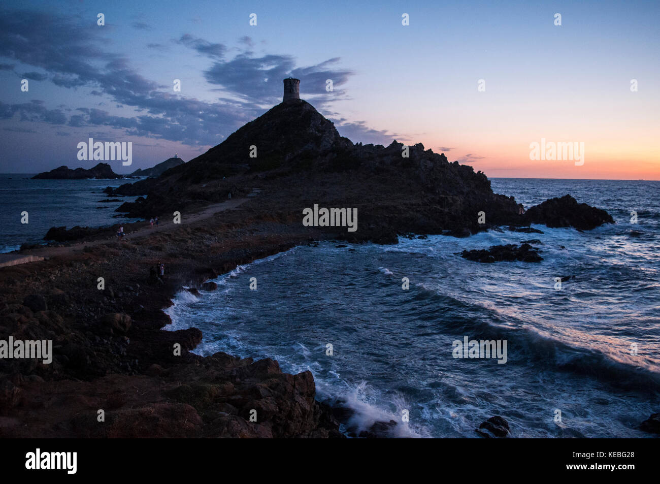 Corsica: sunset on La Parata Tower, ruined Genoese tower built in 1608 ...