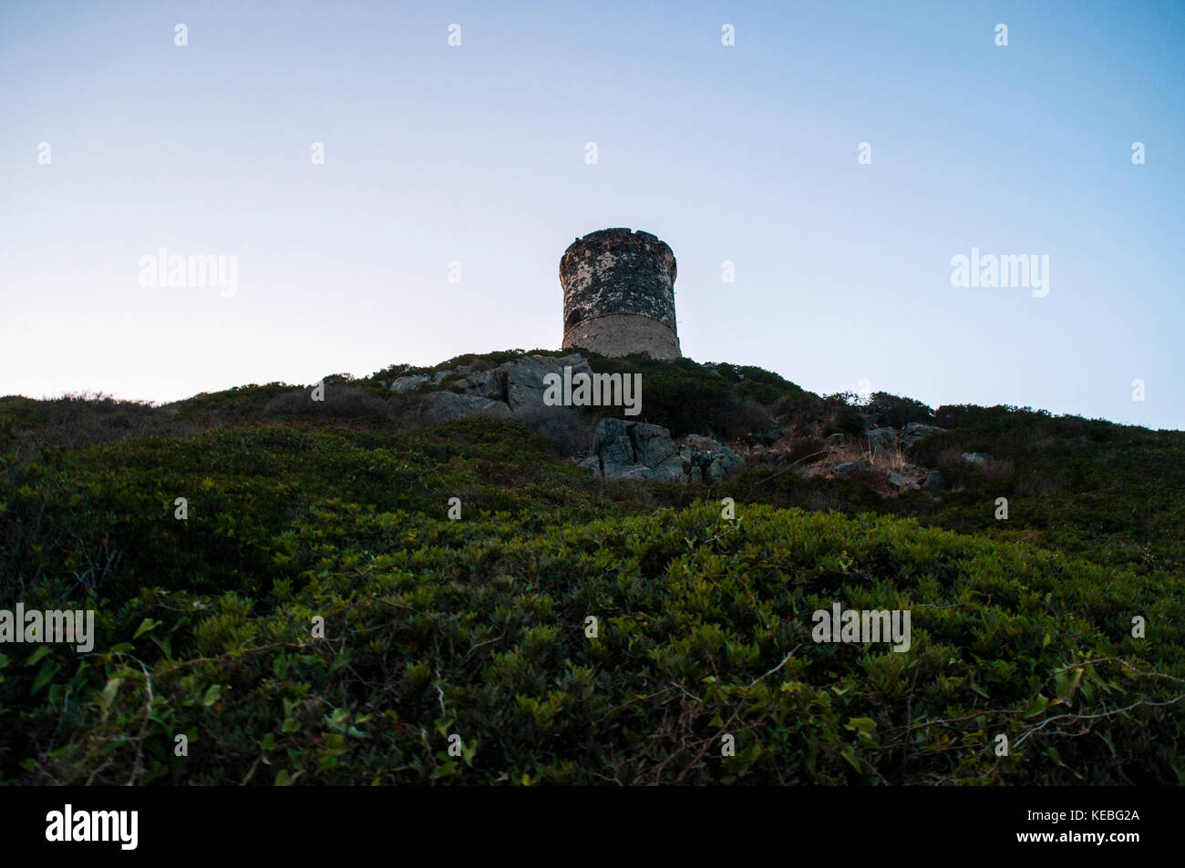 Corsica: sunset on La Parata Tower, a ruined Genoese tower built in ...