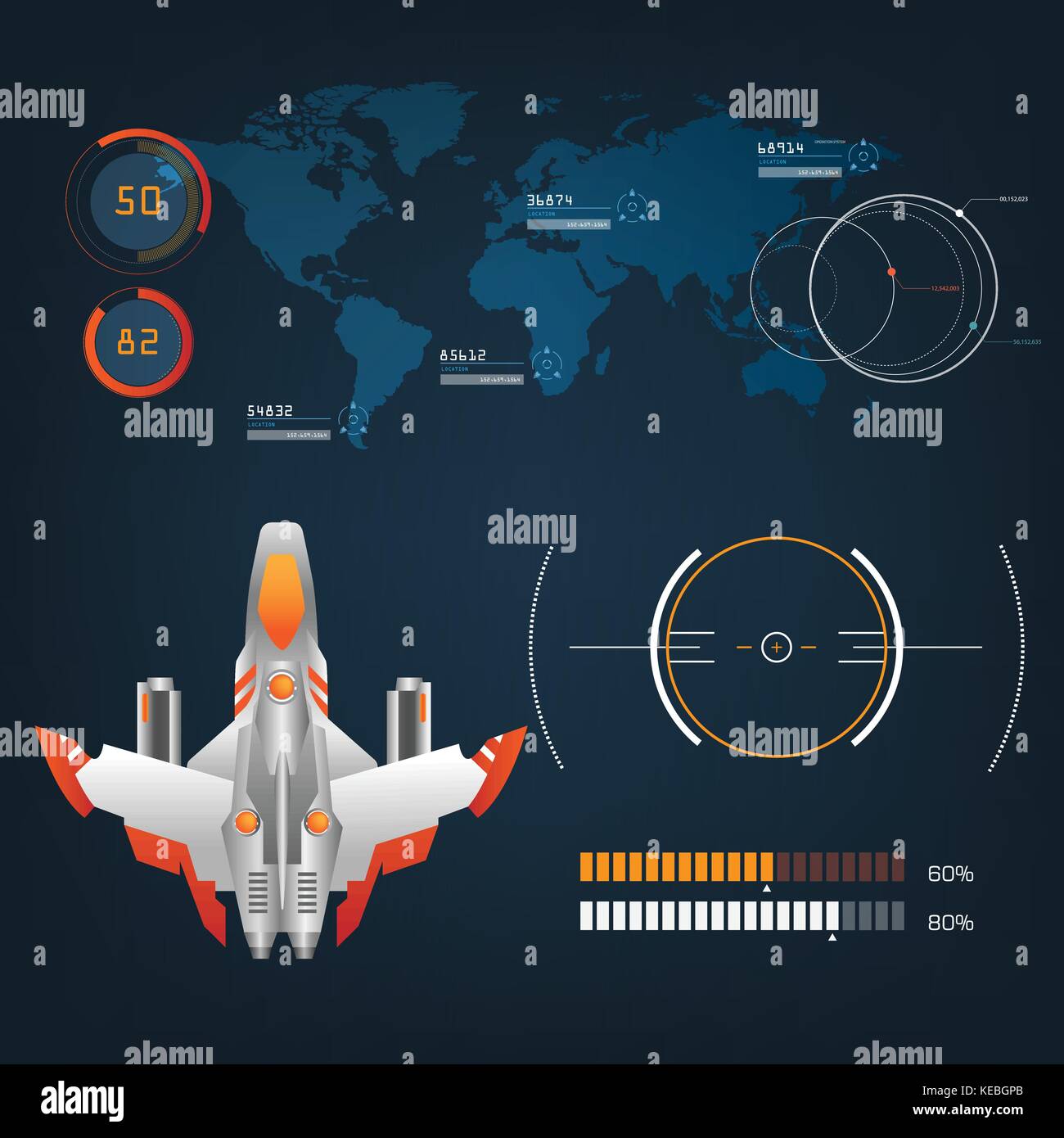 spaceships aircraft with future sight action mode interface UI design ...