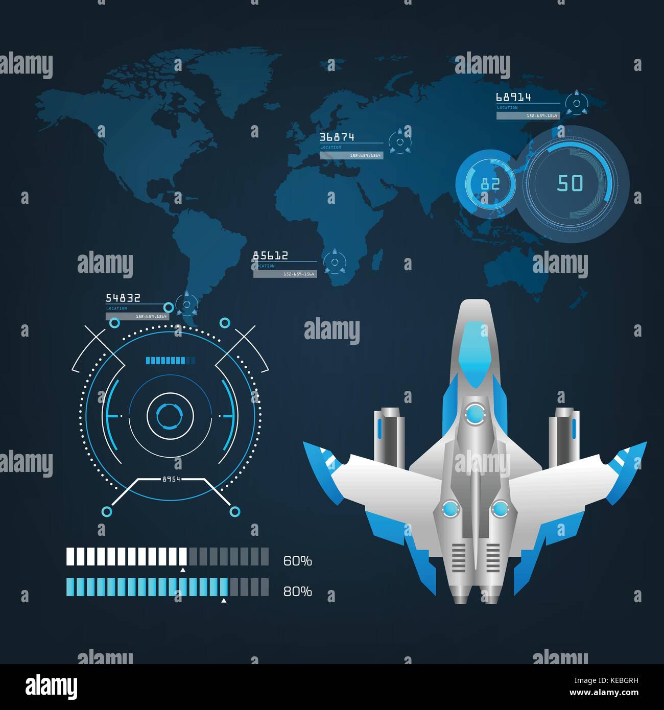 spaceships aircraft with future sight action mode interface UI design ...