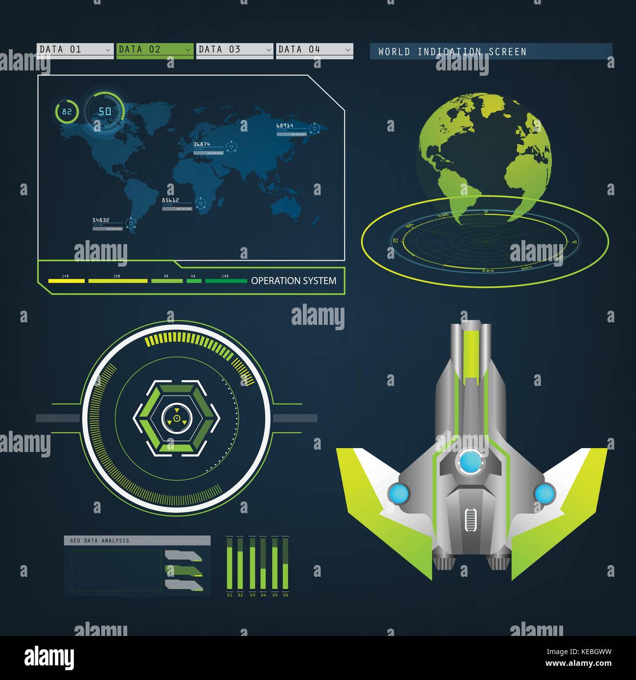 spaceships aircraft with future sight action mode interface UI design ...