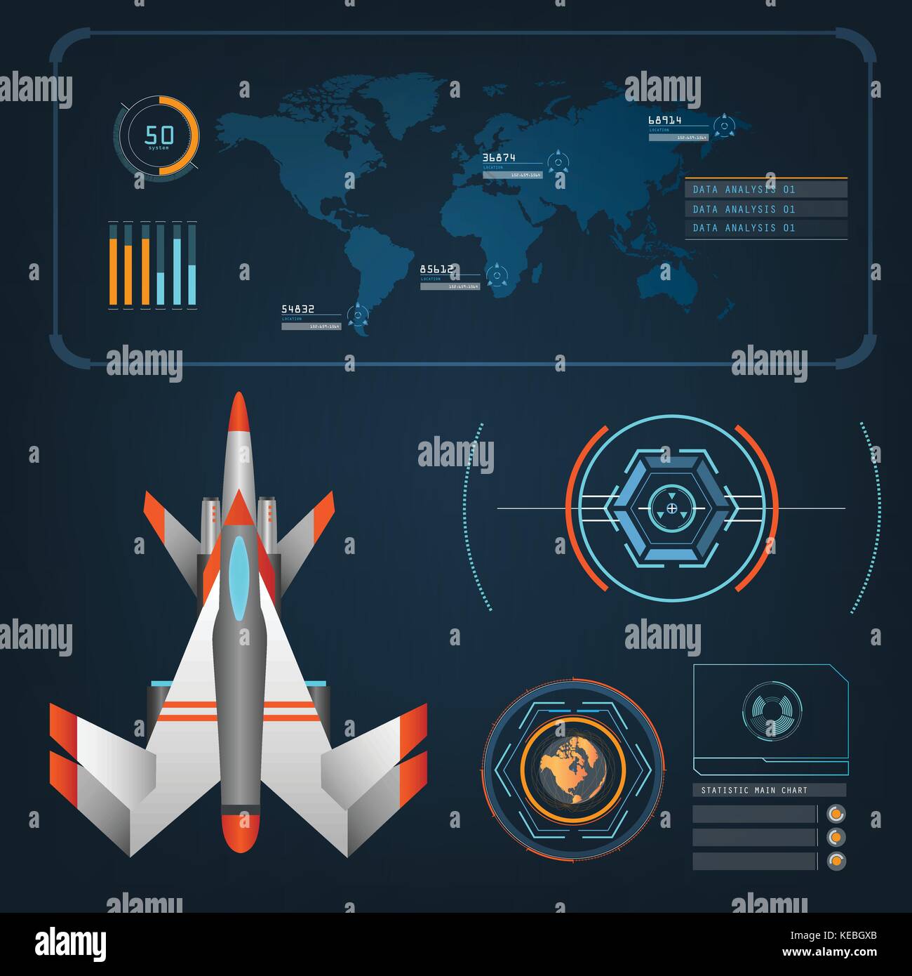 spaceships aircraft with future sight action mode interface UI design ...