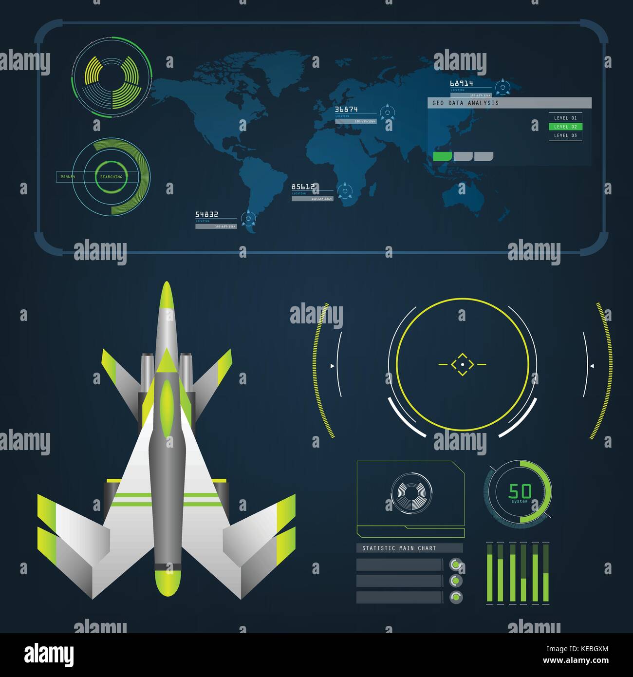 spaceships aircraft with future sight action mode interface UI design ...