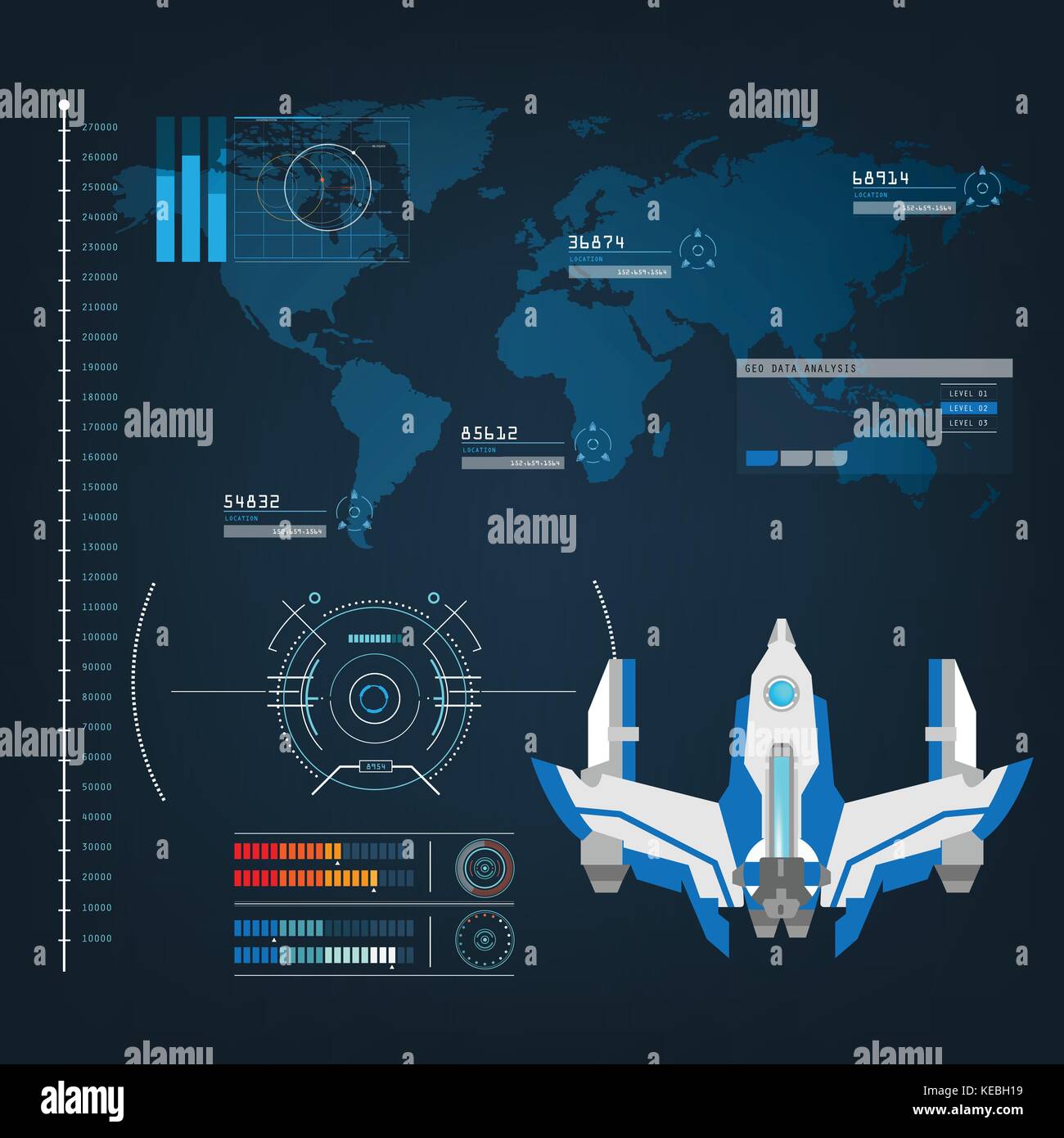 spaceships aircraft with future sight action mode interface UI design ...