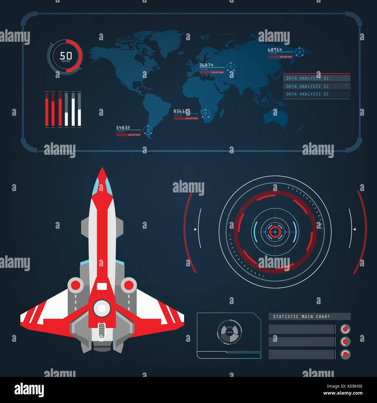 spaceships aircraft with future sight action mode interface UI design ...