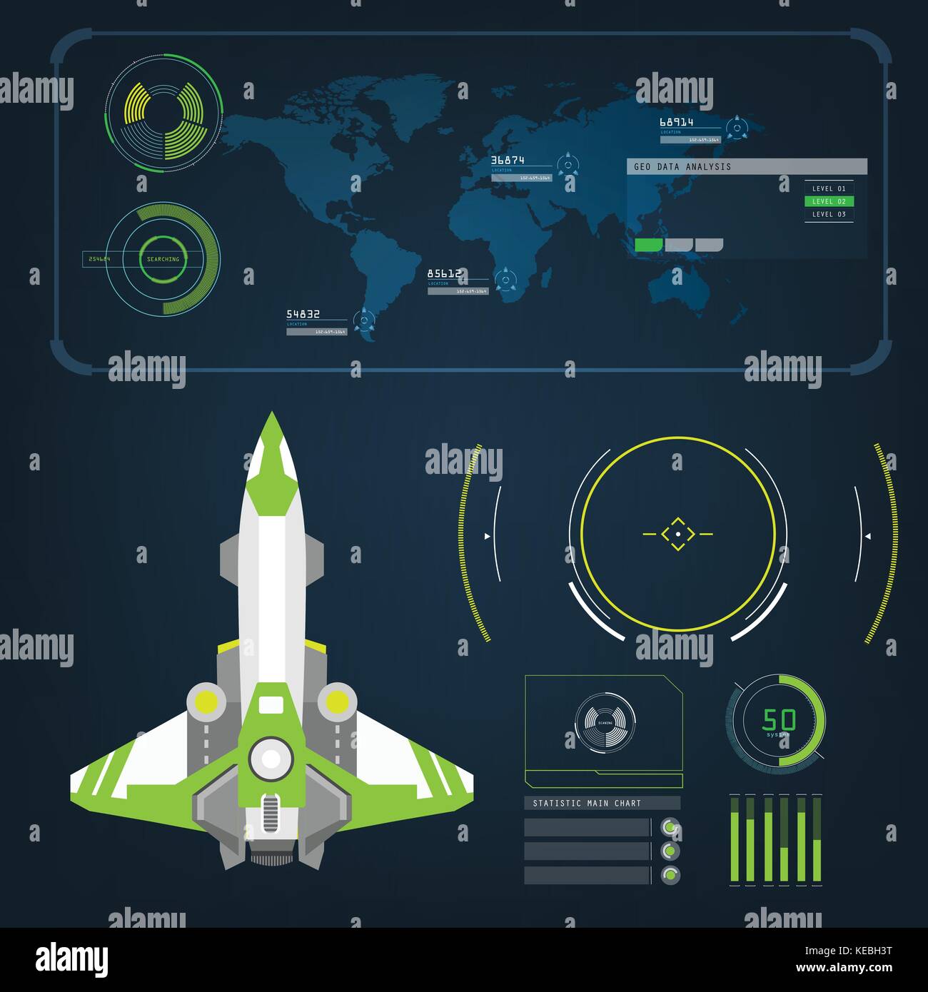 spaceships aircraft with future sight action mode interface UI design ...