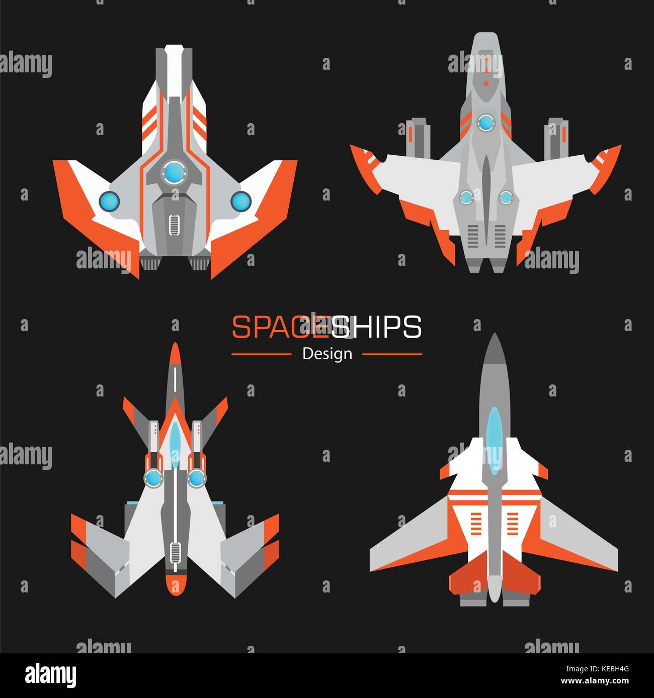 spaceships aircraft design vector set in flat style Stock Vector Image ...
