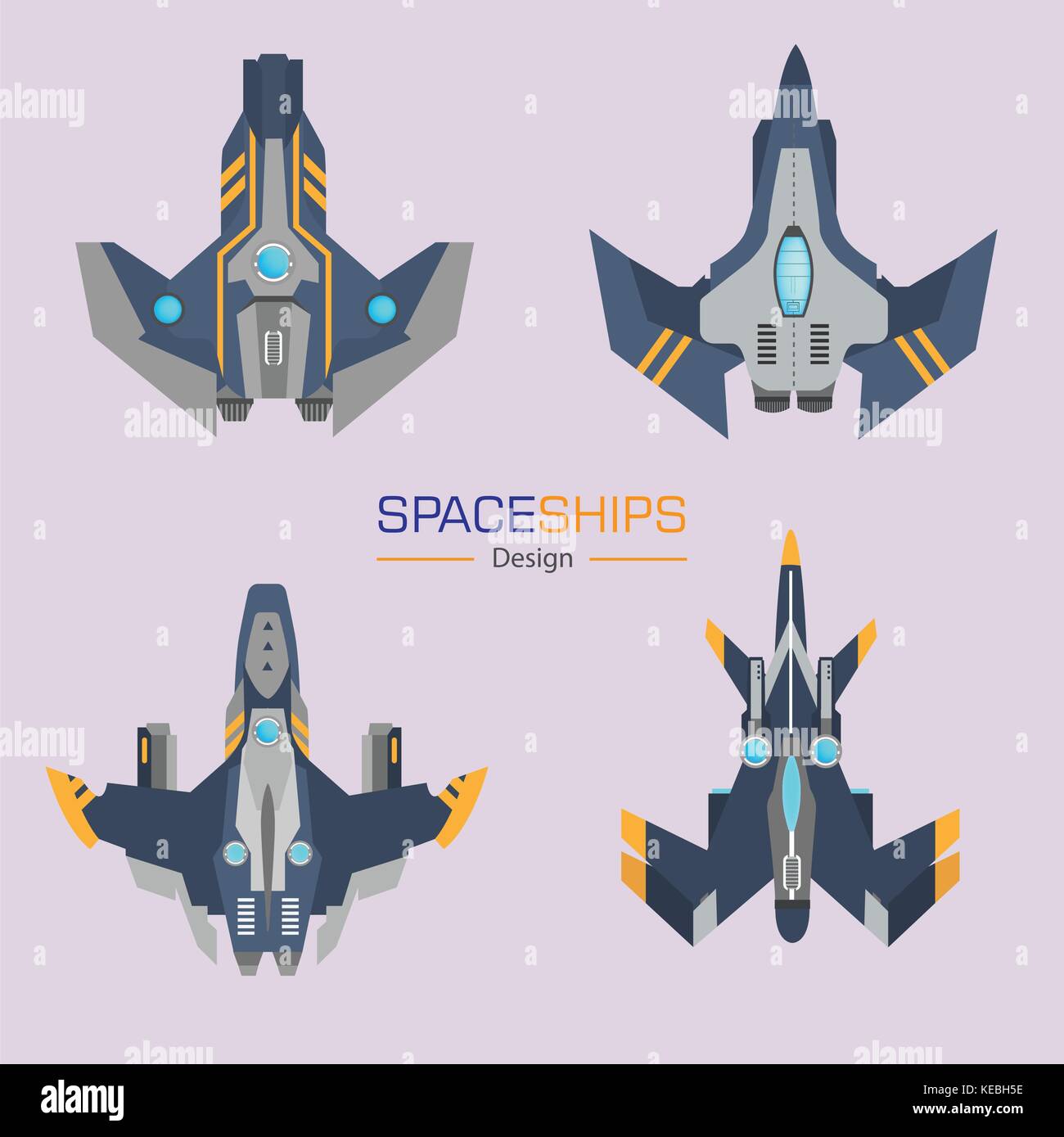 spaceships aircraft design vector set in flat style Stock Vector Image ...