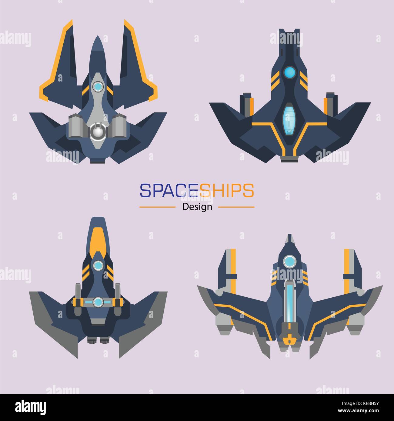 spaceships aircraft design vector set in flat style Stock Vector Image ...