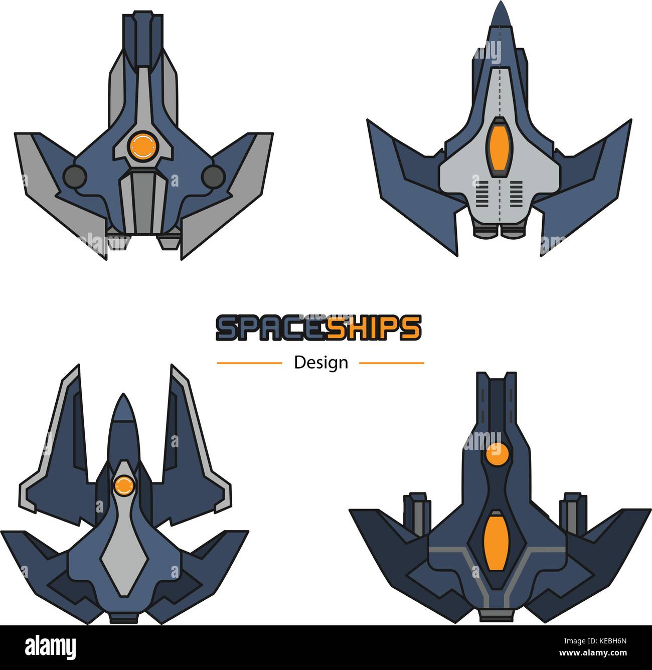 spaceships aircraft design vector set in flat style Stock Vector Image ...