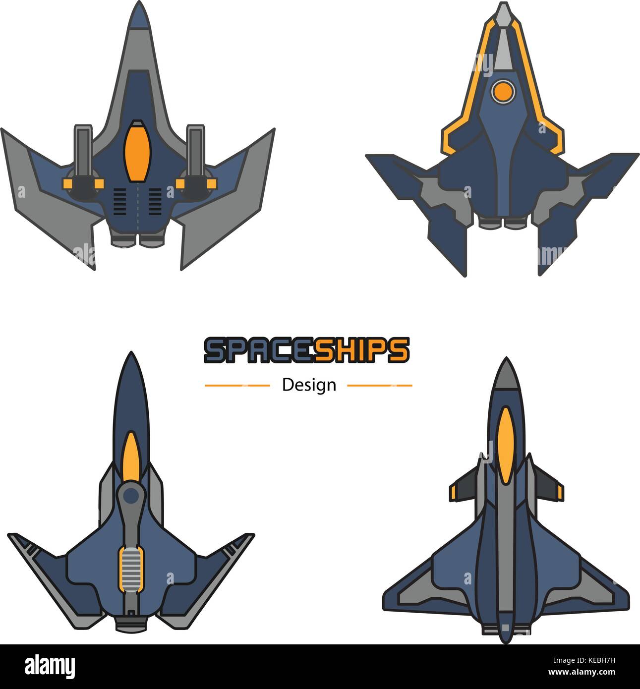 spaceships aircraft design vector set in flat style Stock Vector Image ...