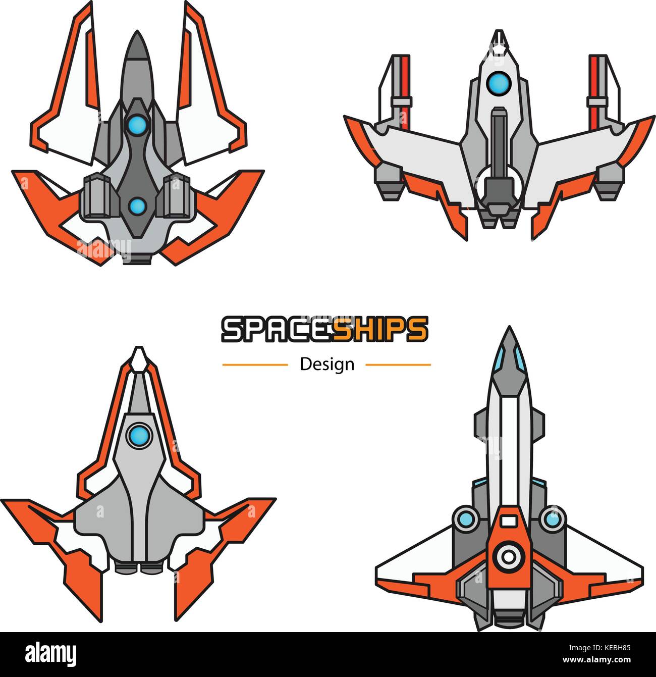 spaceships aircraft design vector set in flat style Stock Vector Image ...