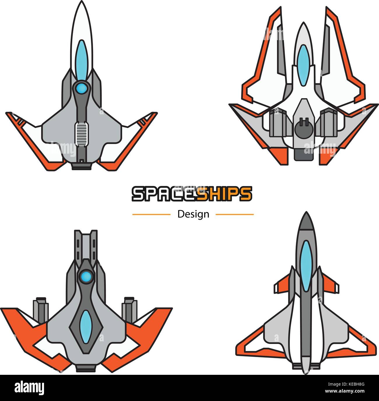 spaceships aircraft design vector set in flat style Stock Vector Image ...