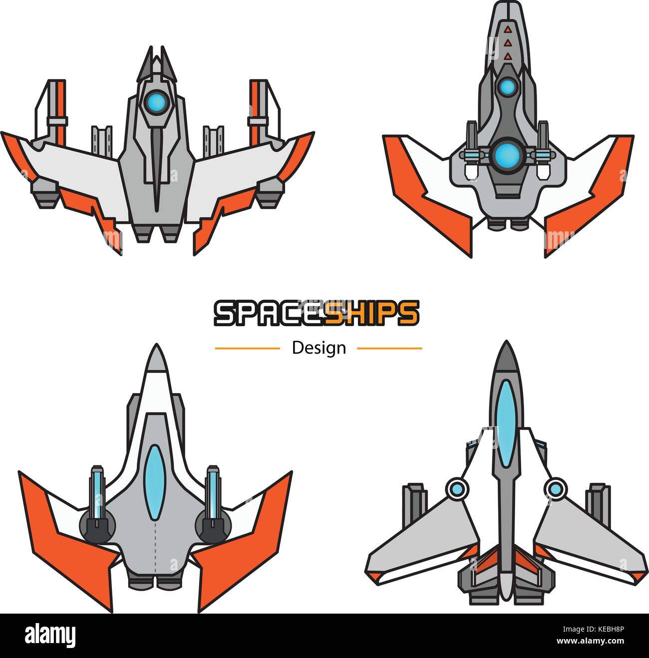spaceships aircraft design vector set in flat style Stock Vector Image ...