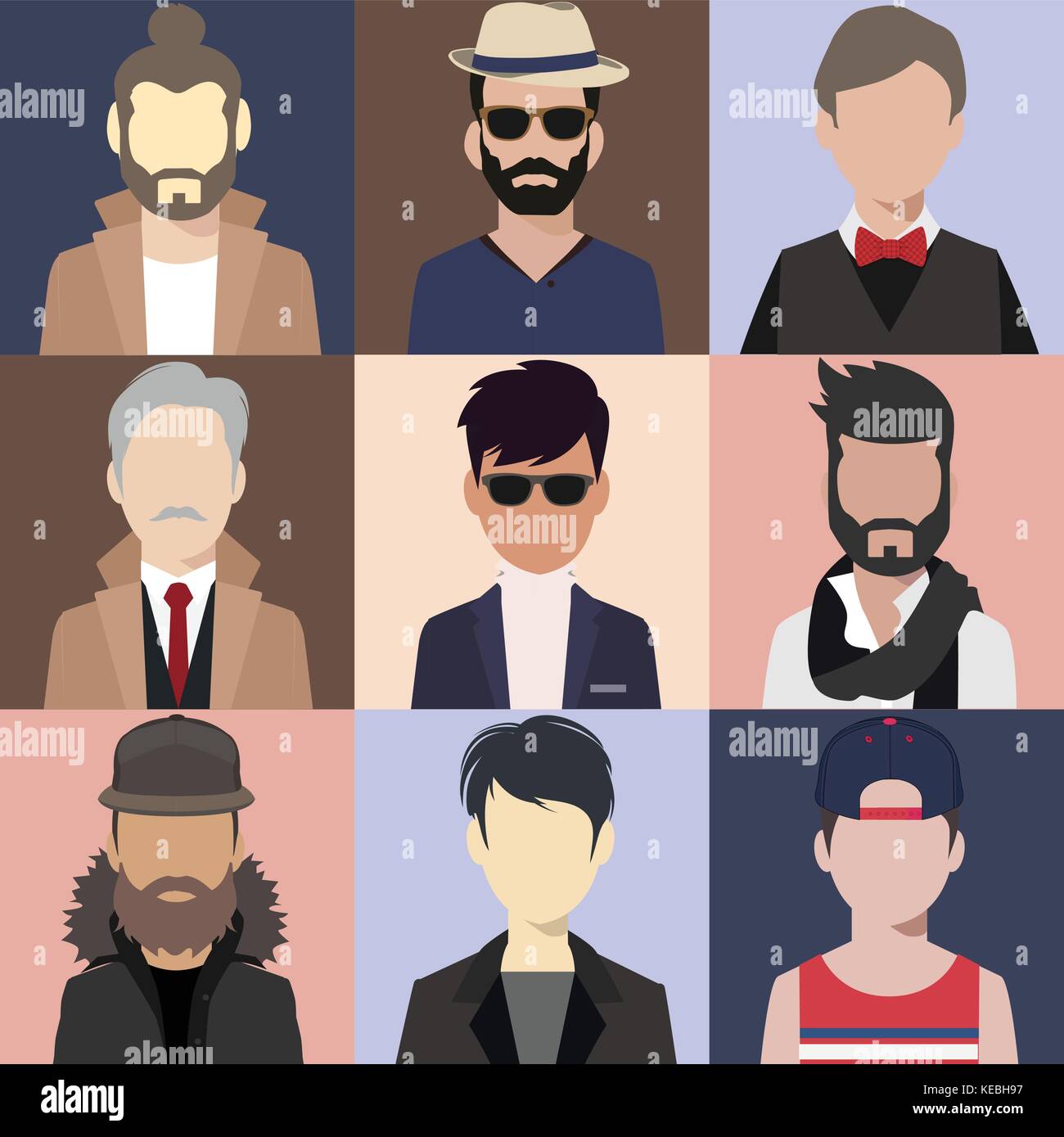 illustration man avatar various hair style and beard Stock Vector Image ...