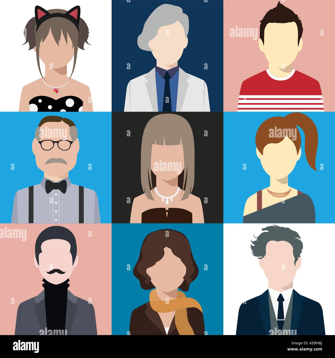 person avatars people heads various style flat illustration style ...