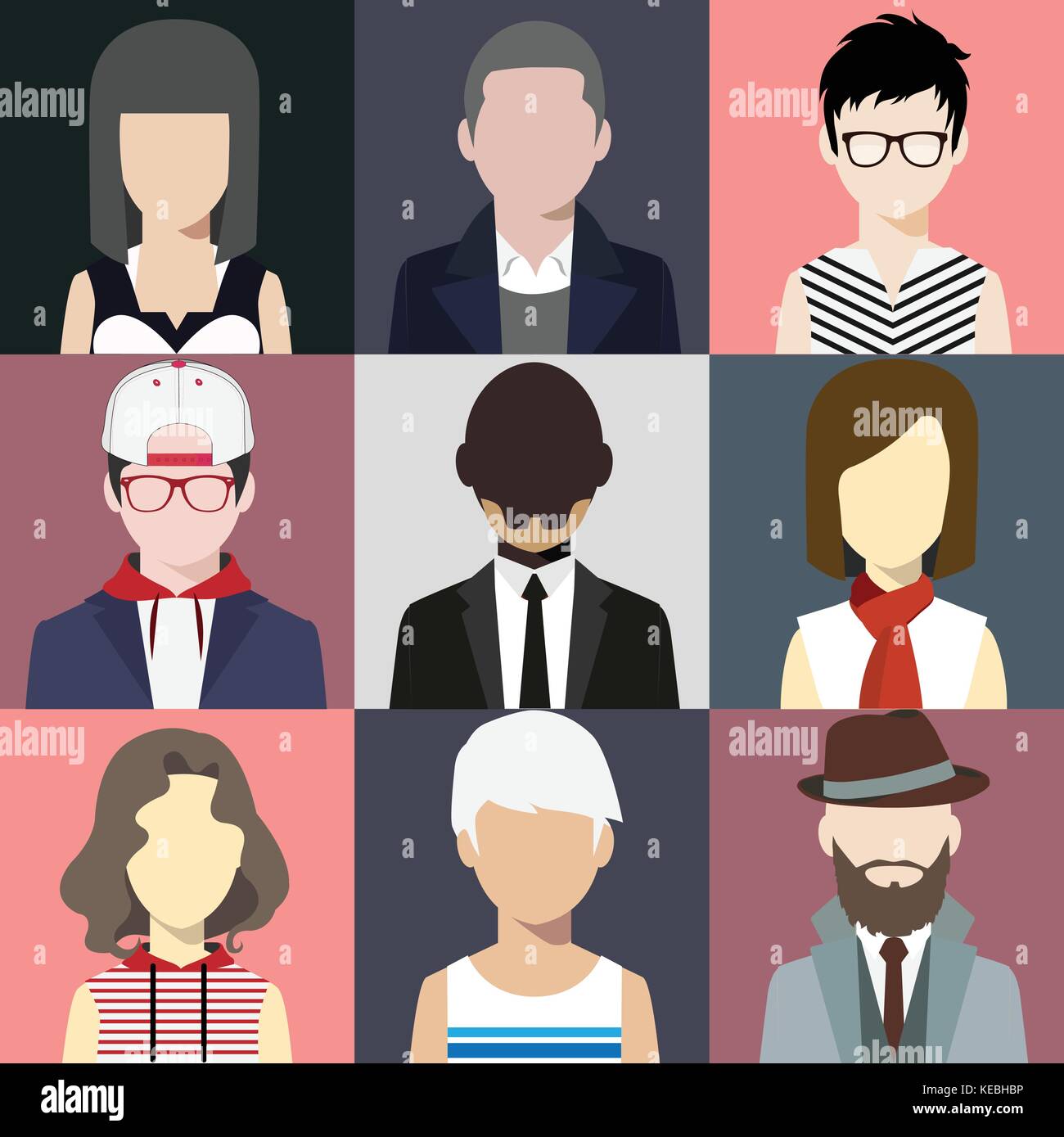 person avatars people heads various style flat illustration style ...