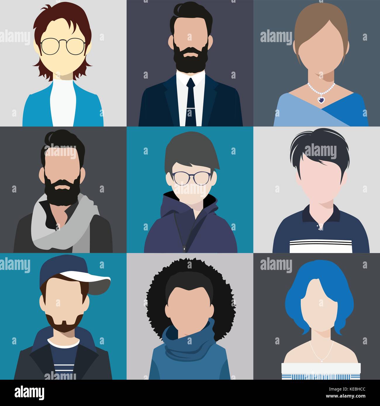 person avatars people heads various style flat illustration style ...