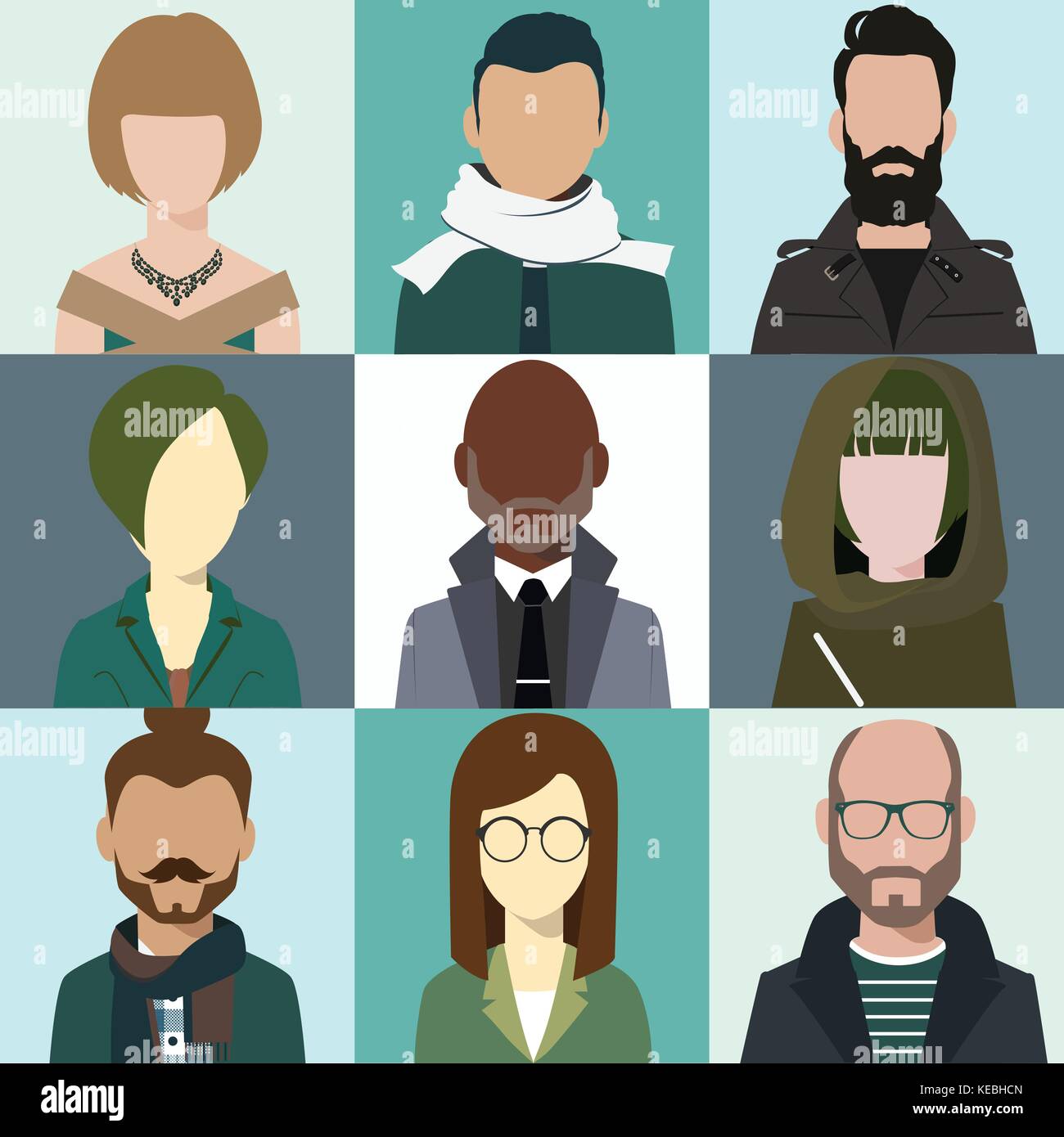 person avatars people heads various style flat illustration style ...