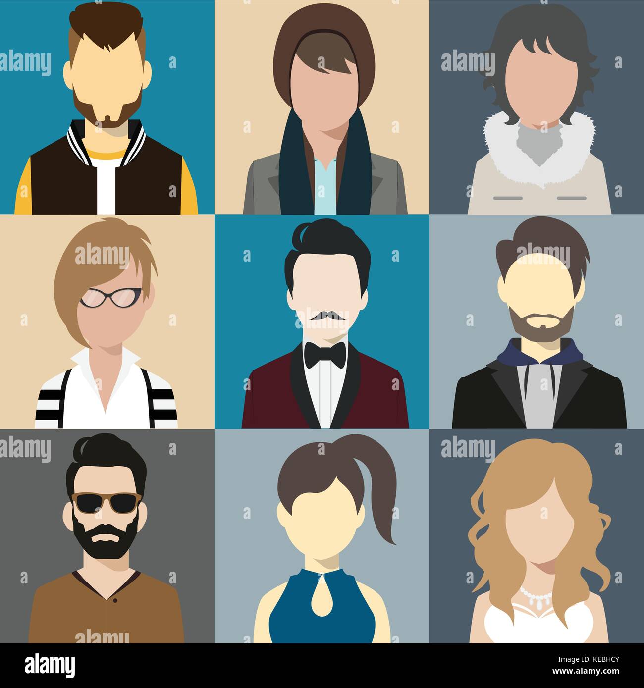 person avatars people heads various style flat illustration style ...