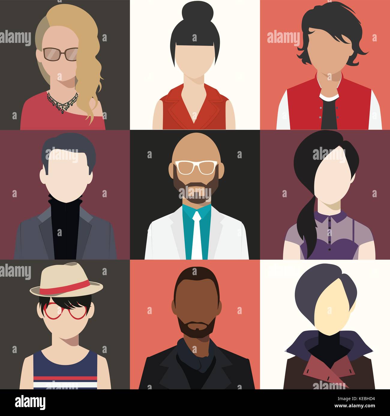 person avatars people heads various style flat illustration style ...
