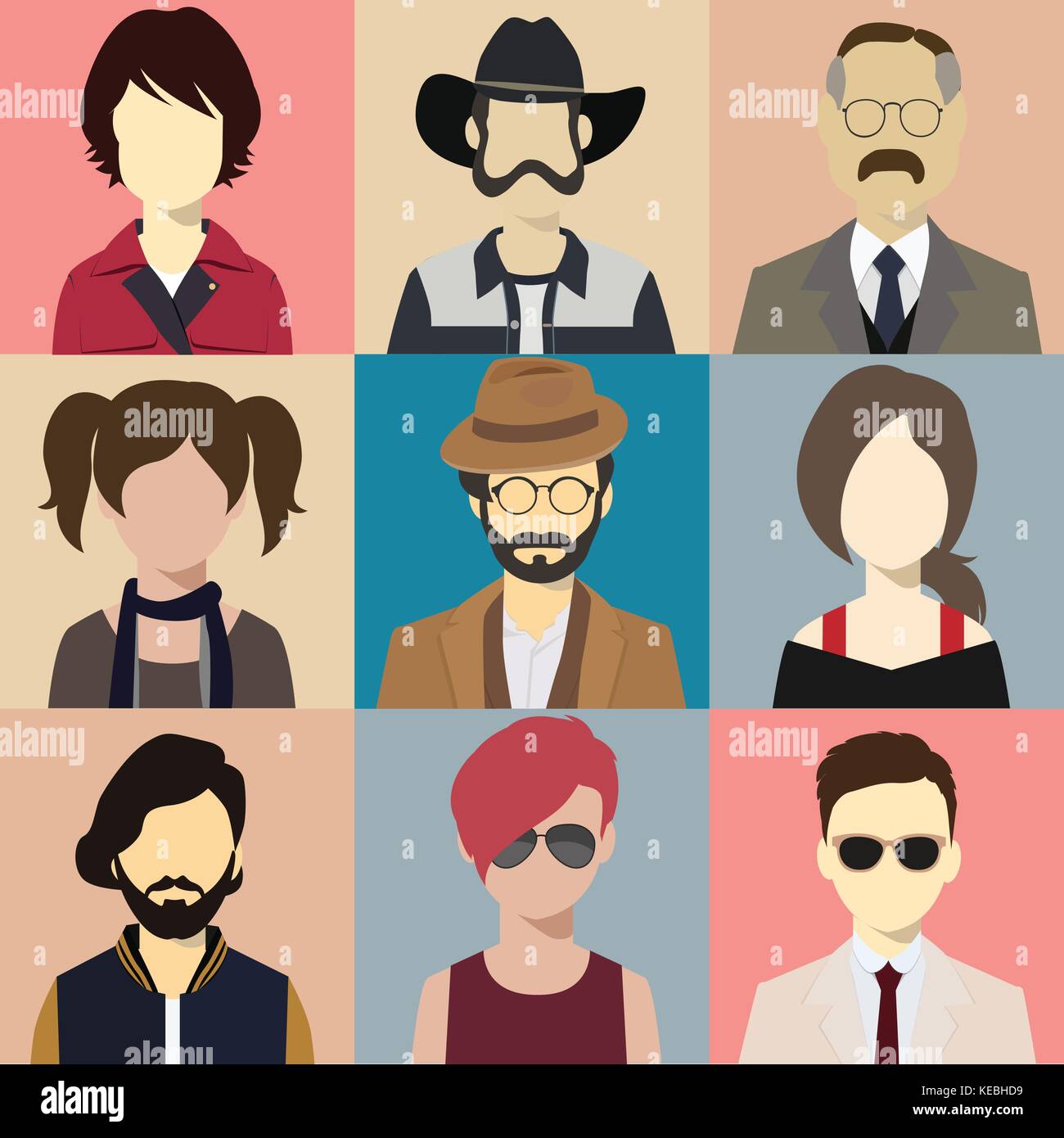 person avatars people heads various style flat illustration style ...