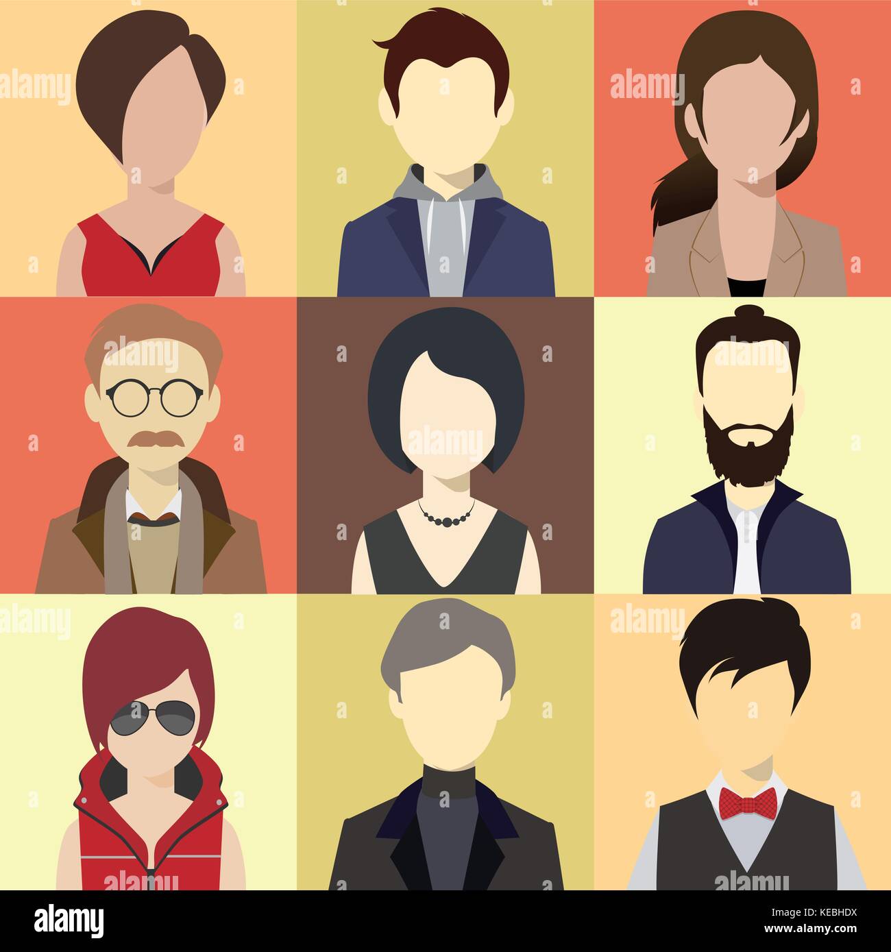 person avatars people heads various style flat illustration style ...