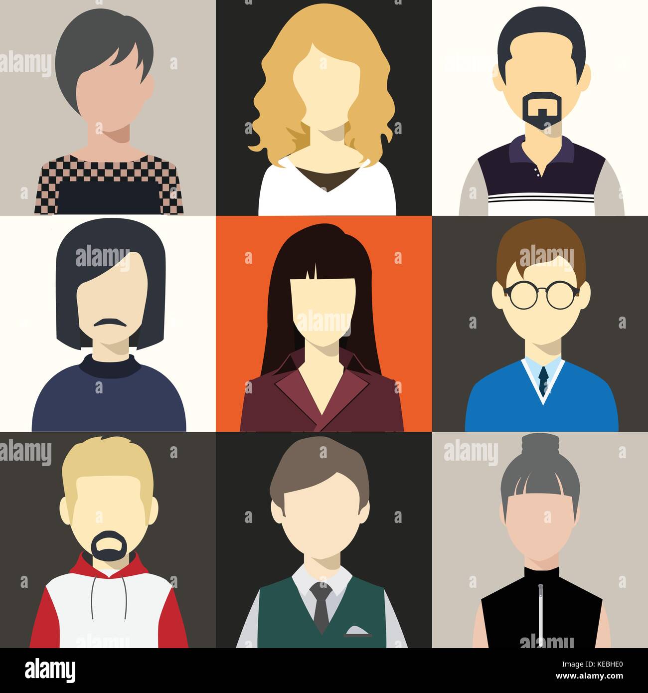 person avatars people heads various style flat illustration style ...