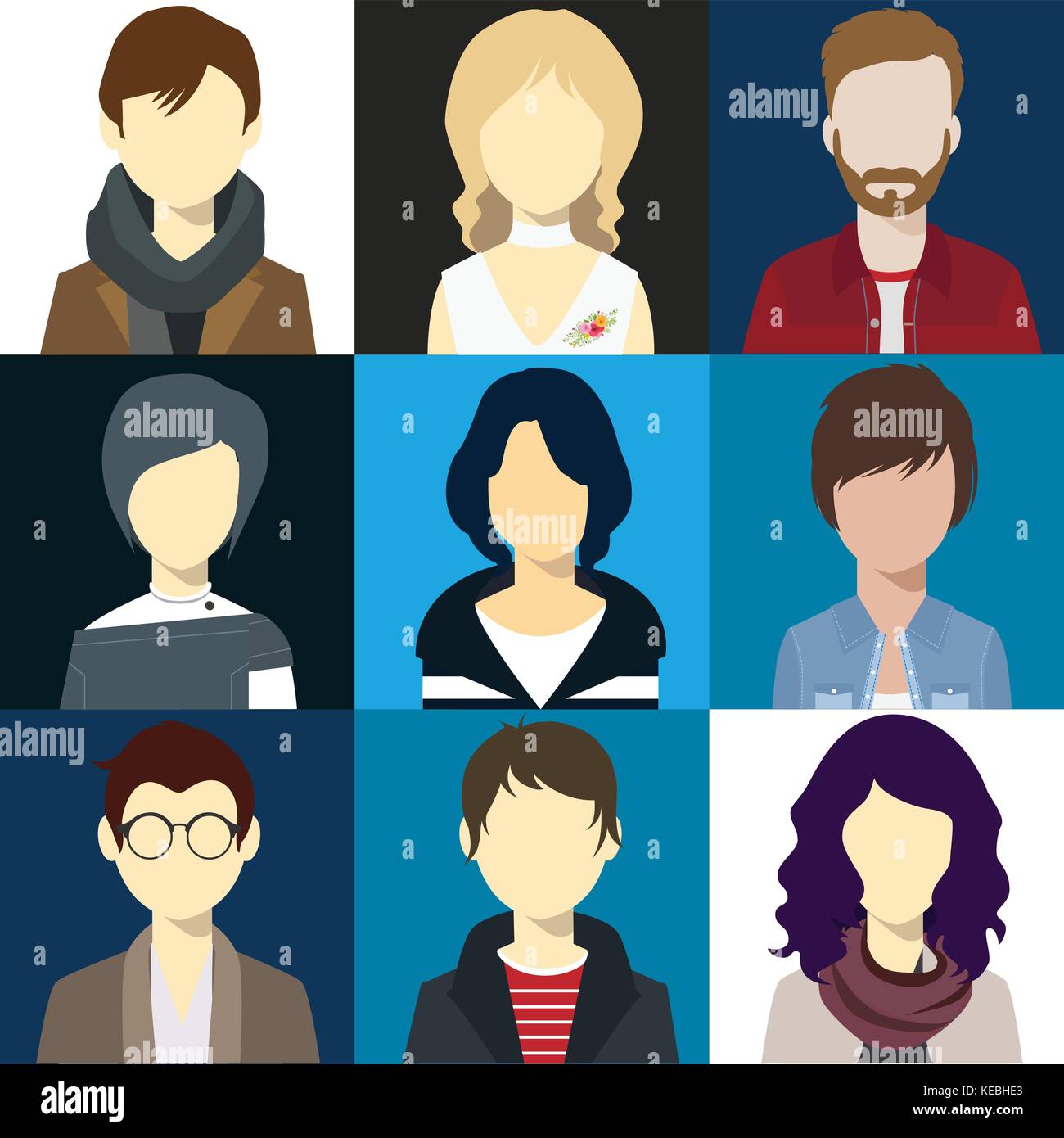 person avatars people heads various style flat illustration style ...