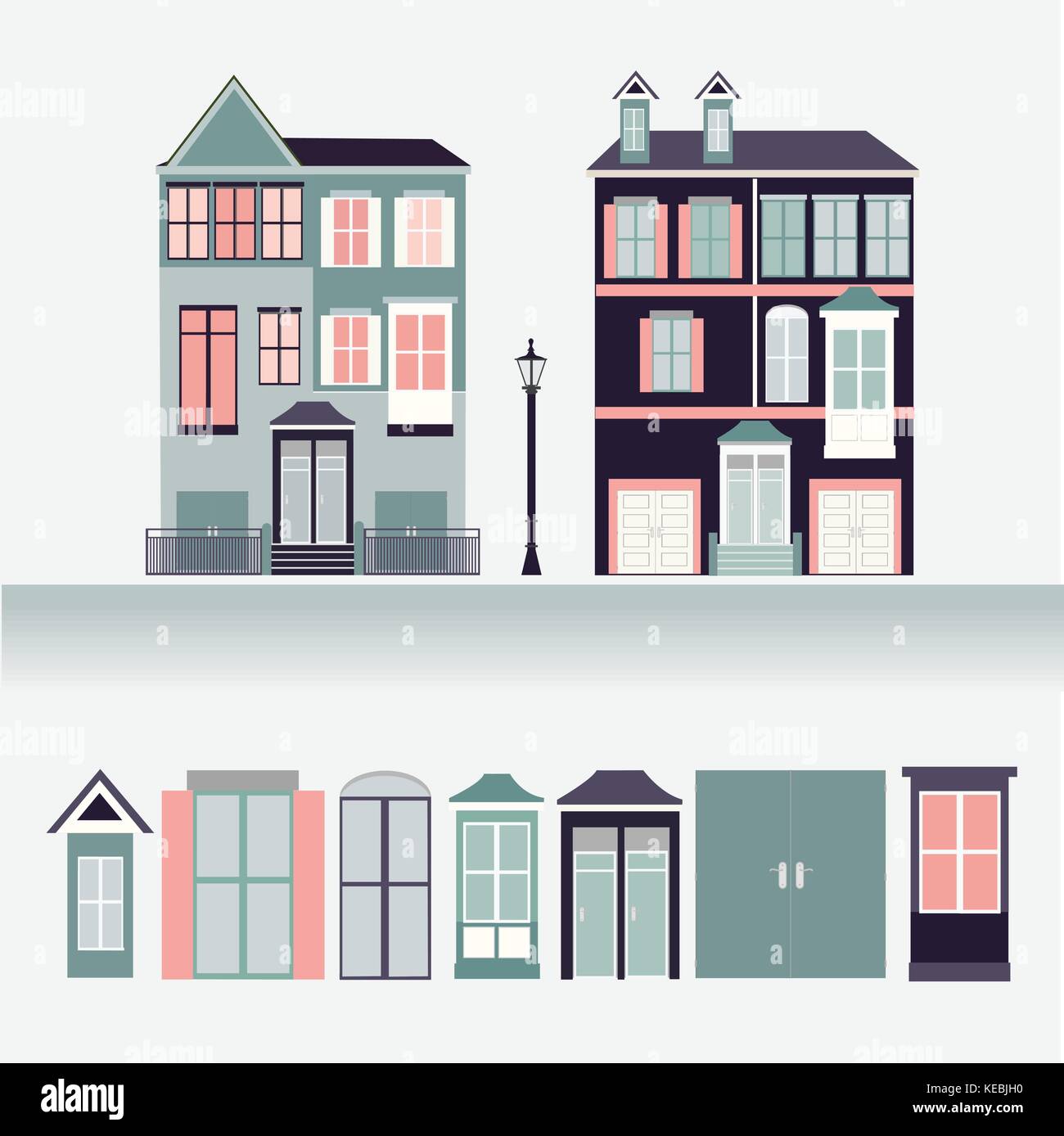 Old house and modern windows Stock Vector Images - Alamy