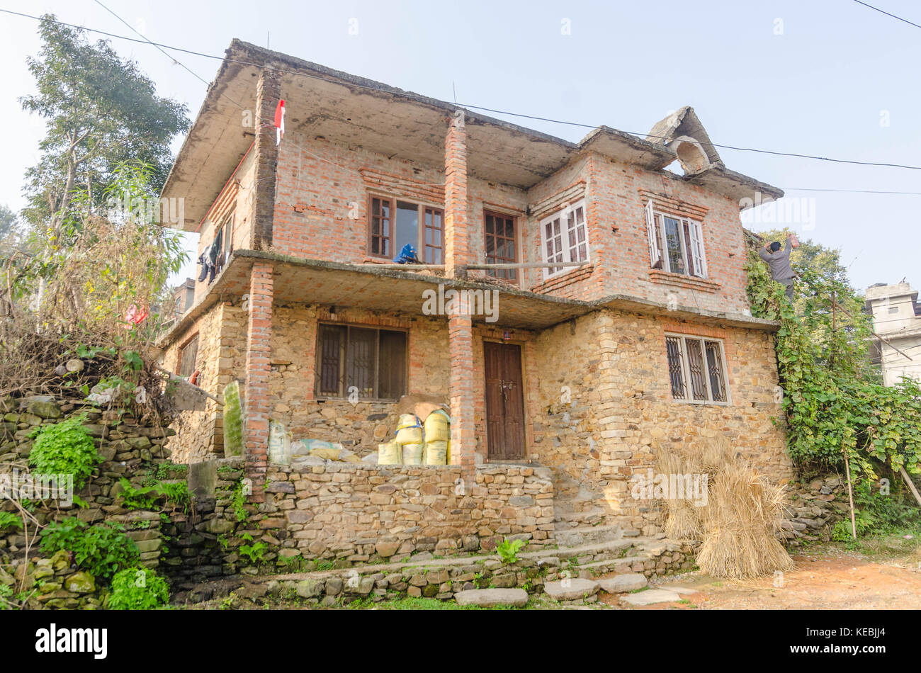 Traditional nepalese stone house himalayan hi-res stock photography and ...
