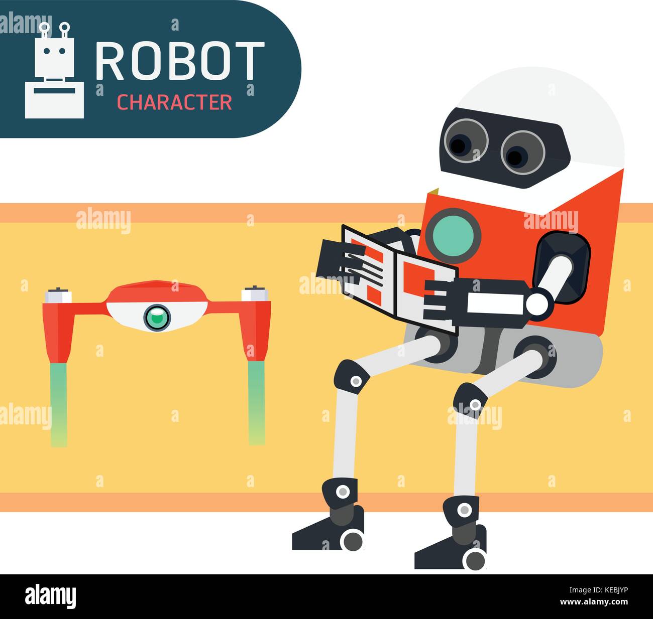 Robot character cartoon design illustration vector collection Stock ...
