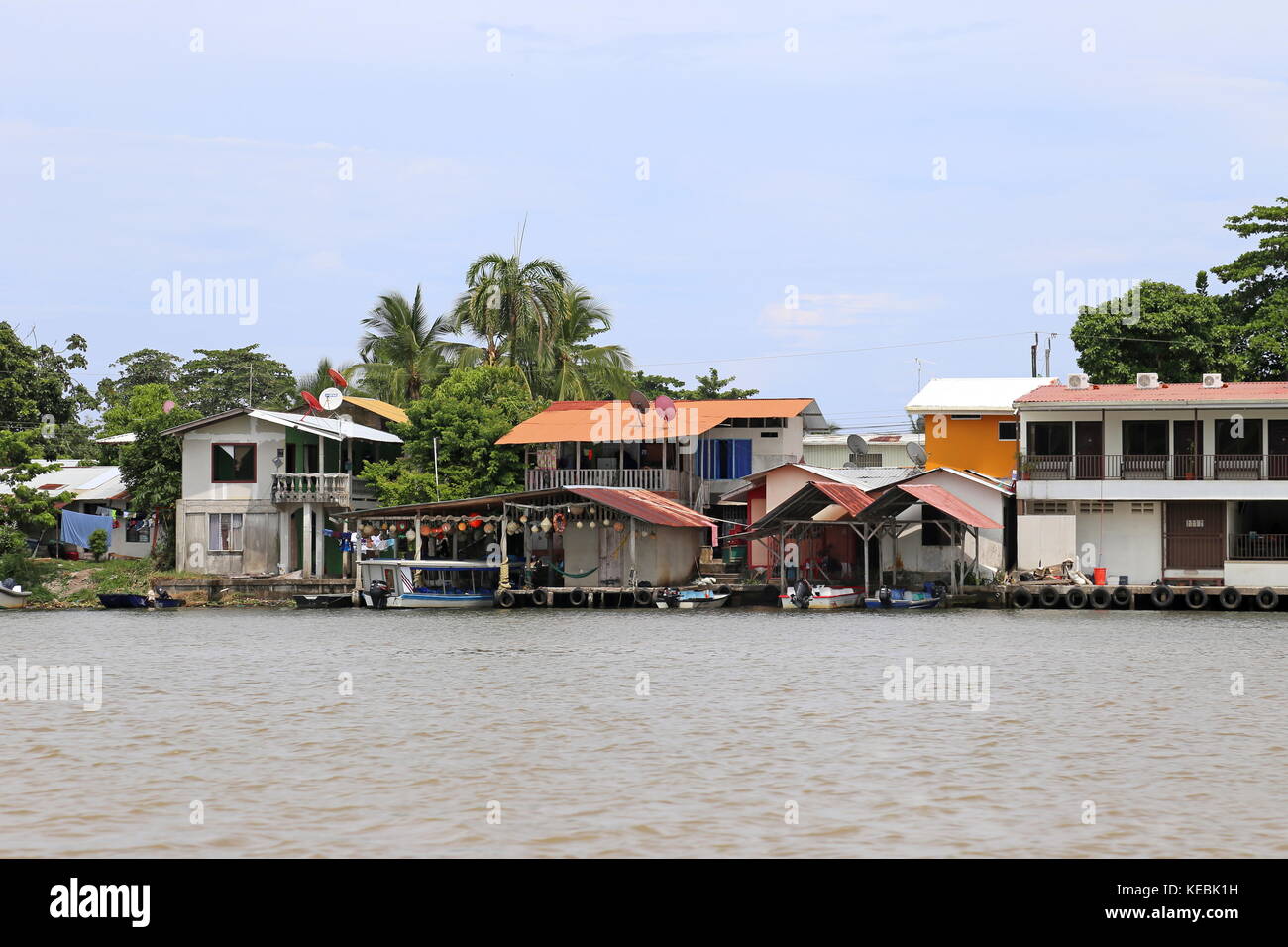 Casa Caribe and Dorling Bakery, waterfront, Tortuguero village centre ...