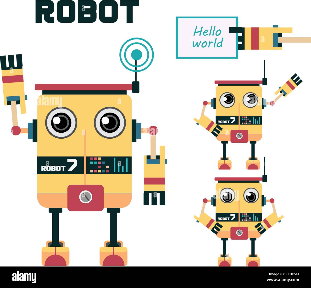 robot concept character present illustration vector collection Stock ...