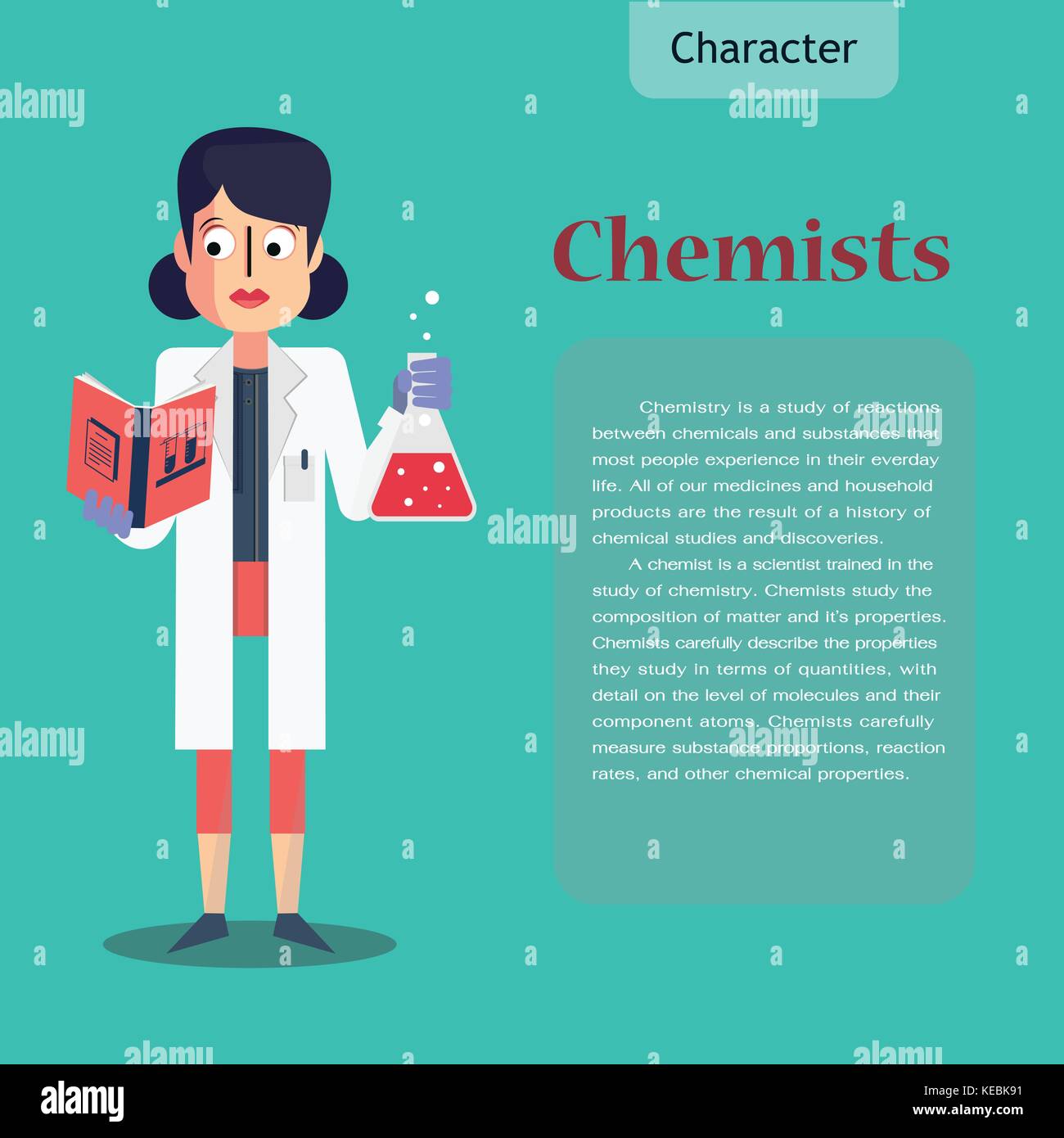 Scientist cartoon character illustration design flat vector Stock ...
