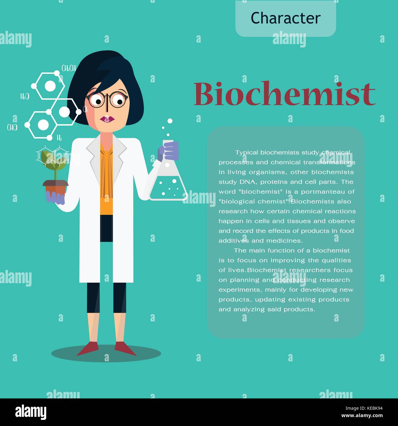 Scientist cartoon character illustration design flat vector Stock ...